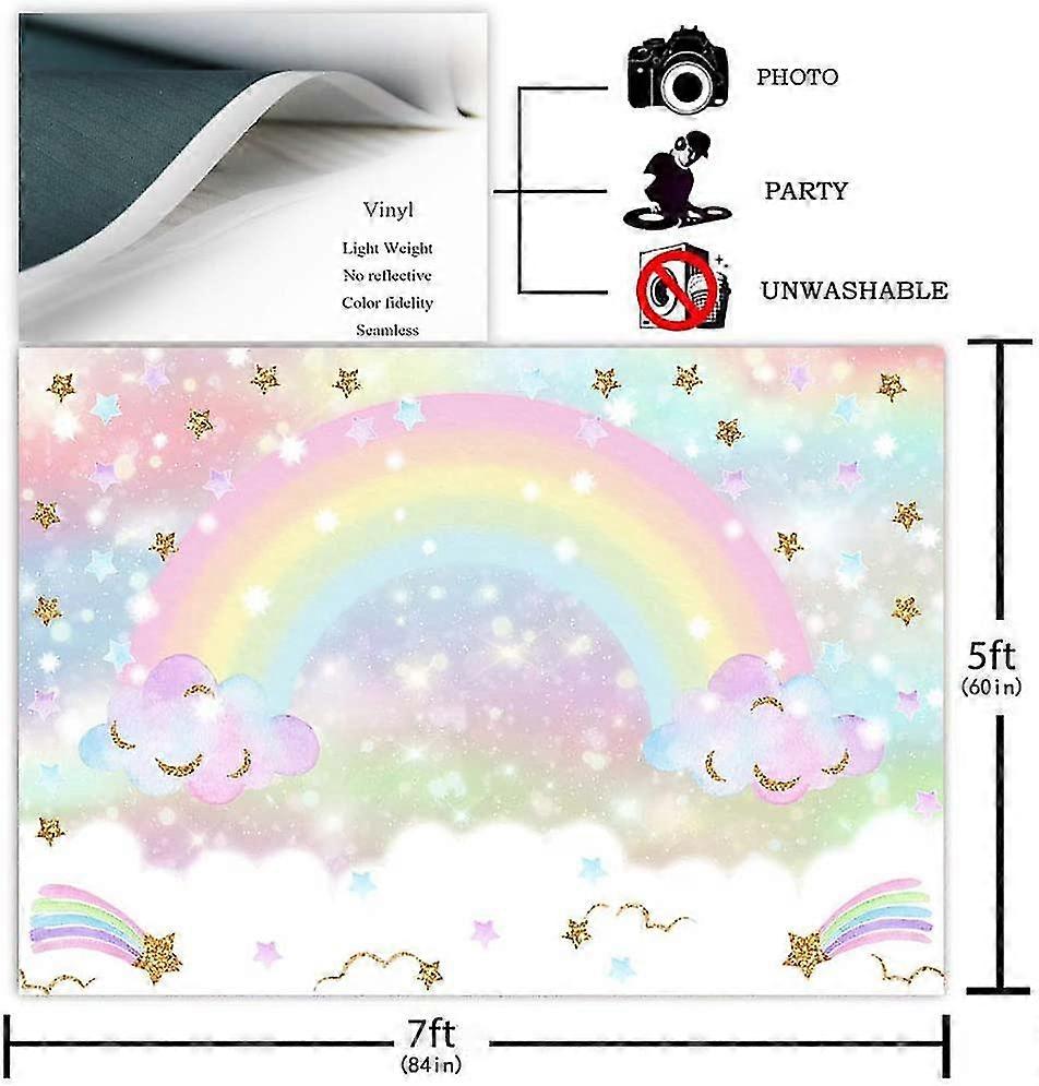 Rainbow Backdrop For Girls Birthday Party 7x5ft Glitter Star Rainbow ...
