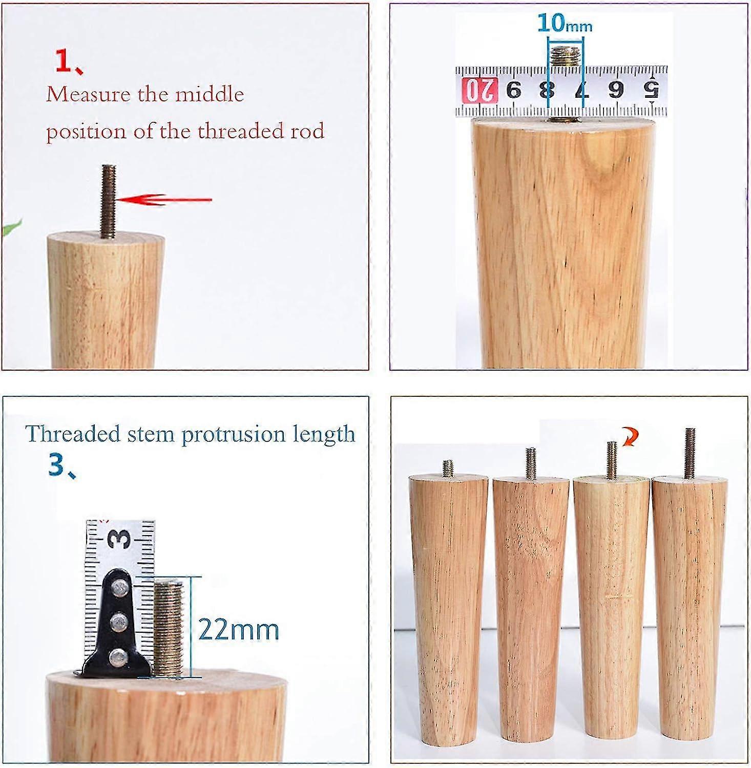 Wooden Furniture Legs4 Pack Solid Wood Furniture Legs Spindle M10 ...