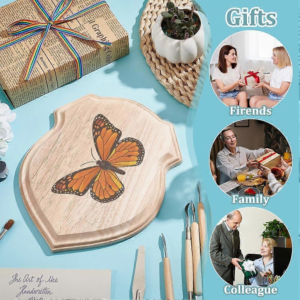 Unfinished Wooden Plaque Natural Wood Plaque 9.8x7.87x0.7inch Shield ...