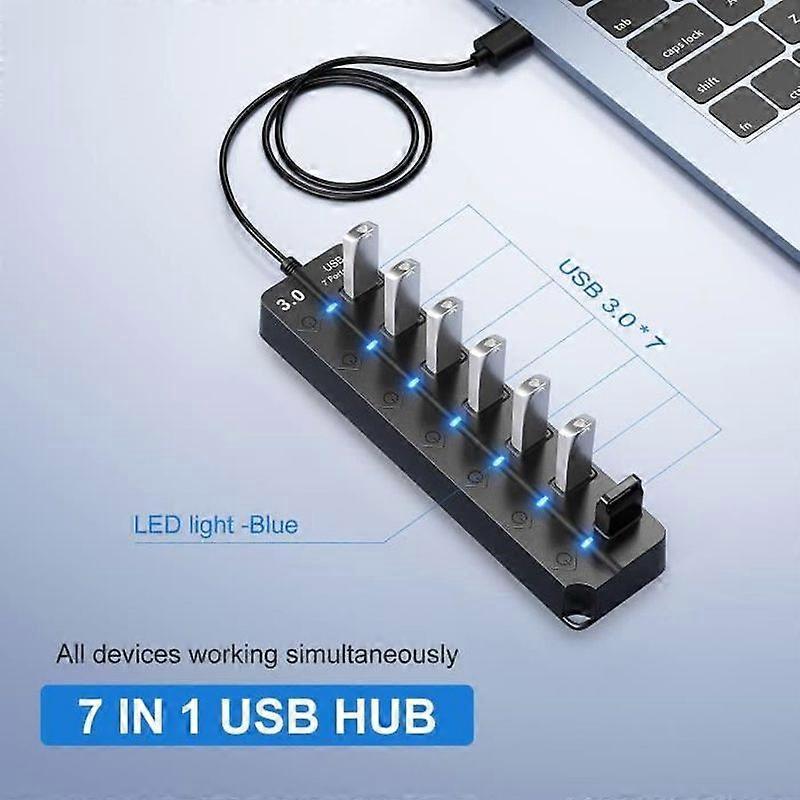 7 Port USB Hub Splitter USB 30 Multi-Hub Adapter Multiple Port USB ...