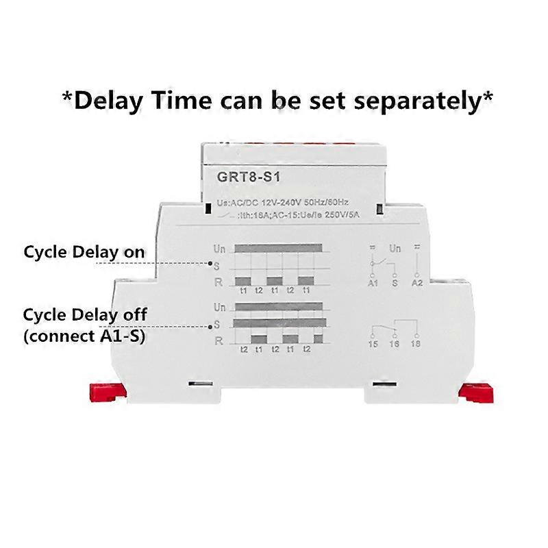 GEYA GRT8-S Asymmetric Cycle Timer Relay SPDT 16A Electronic Repeat ...