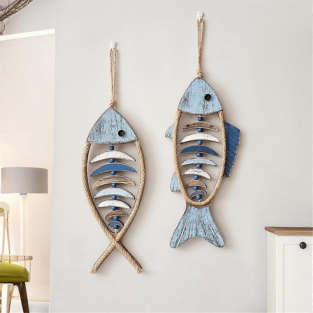 Wooden Fish Wall Decor, Antique Nautical Fish Decoration, Hand Carved ...