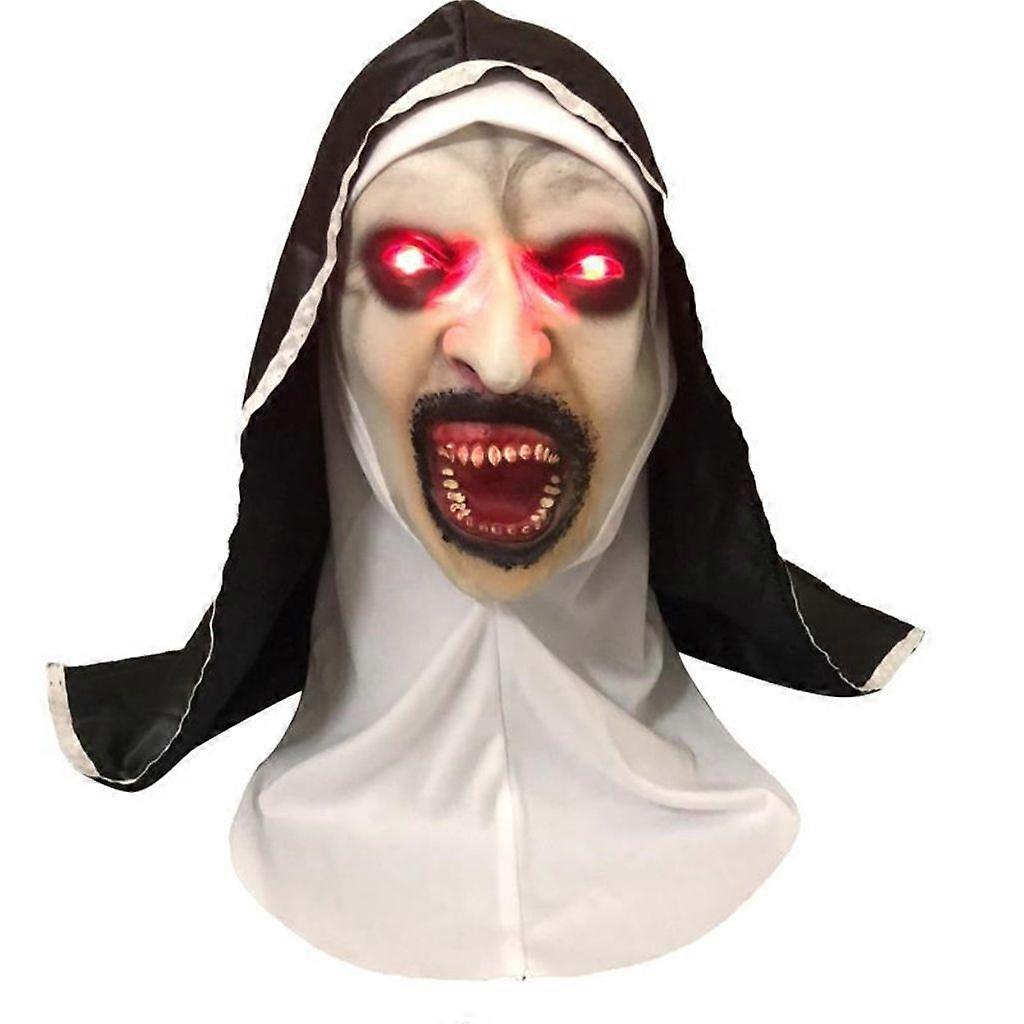 Halloween Mask Scary Nun Mask with Glowing Eye Halloween Headwear ...