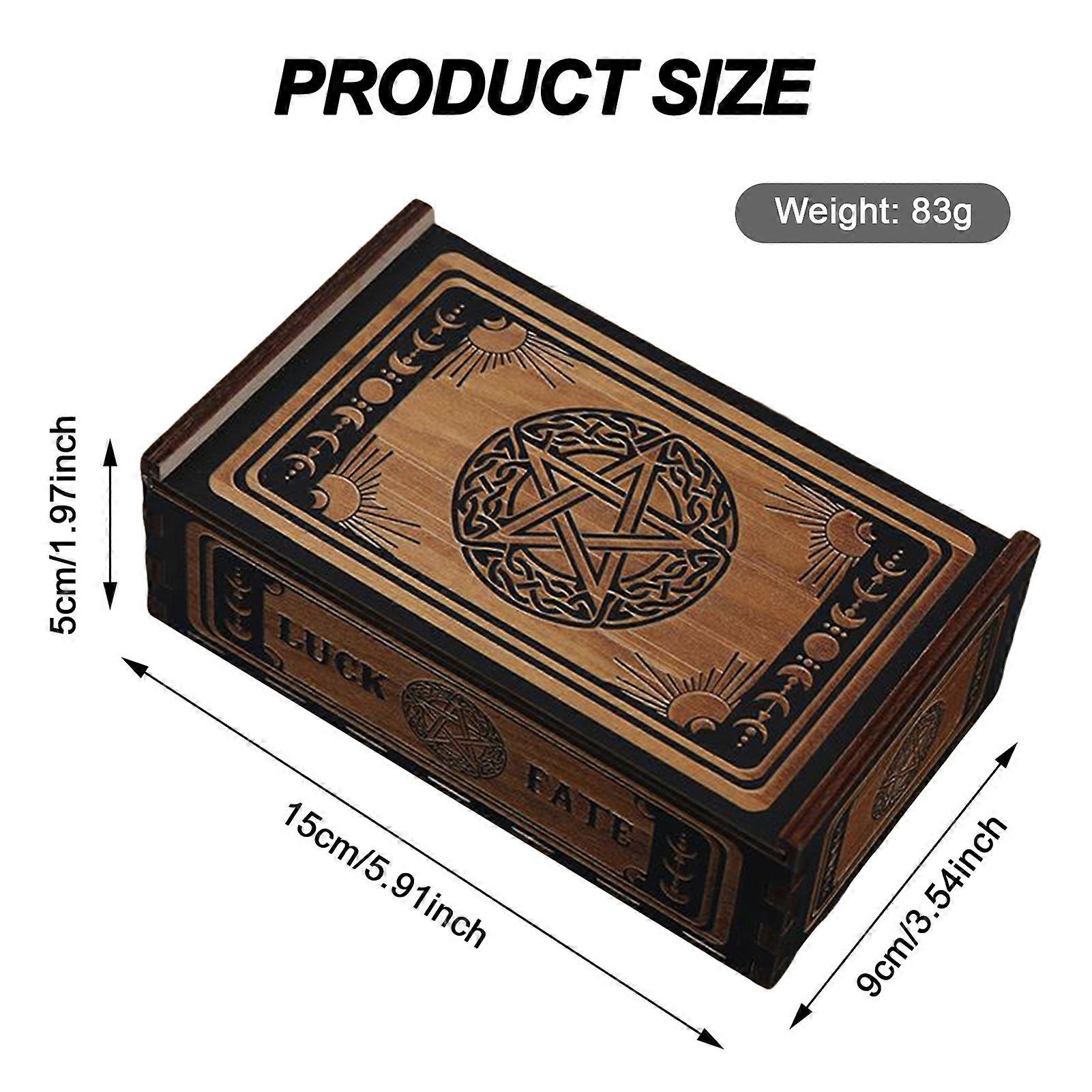 Wooden Tarot Card Box Display Handmade Card Storage Box with Prints ...