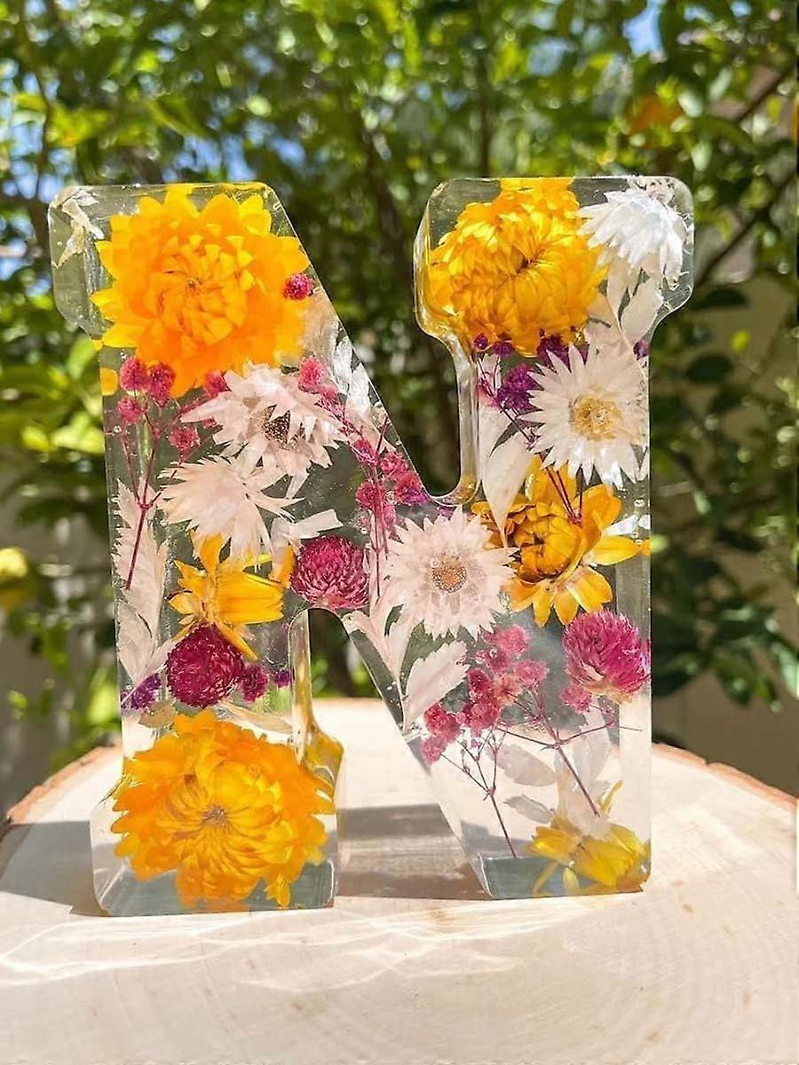 Handmade Floral Night Light, Large Floral Resin Letter Lamp with LED ...