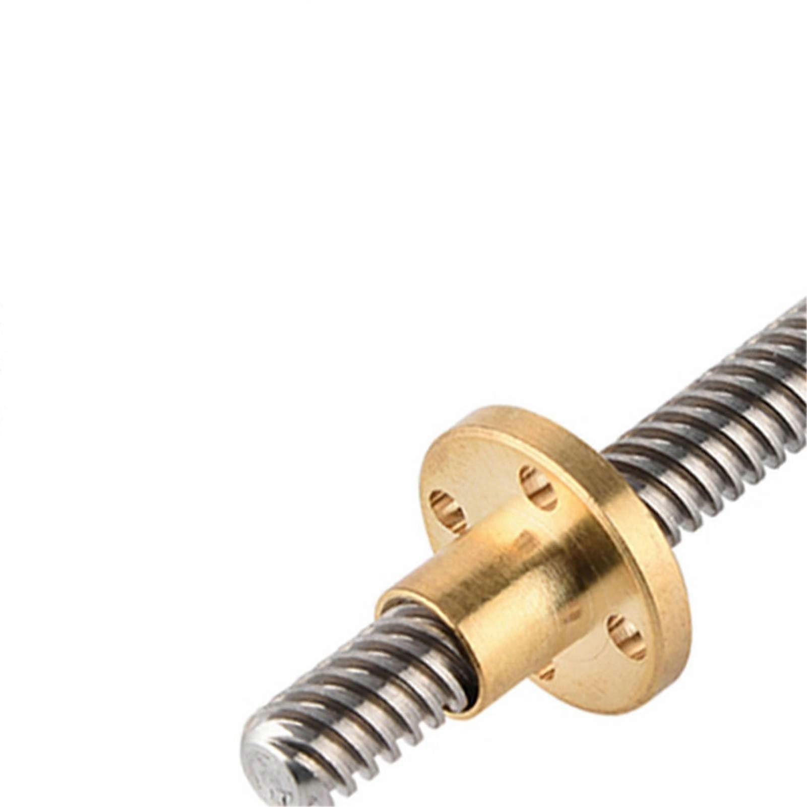 T8 8mm Trapezoidal Stainless Steel Threaded Rod Lead Screw & Brass Nut ...