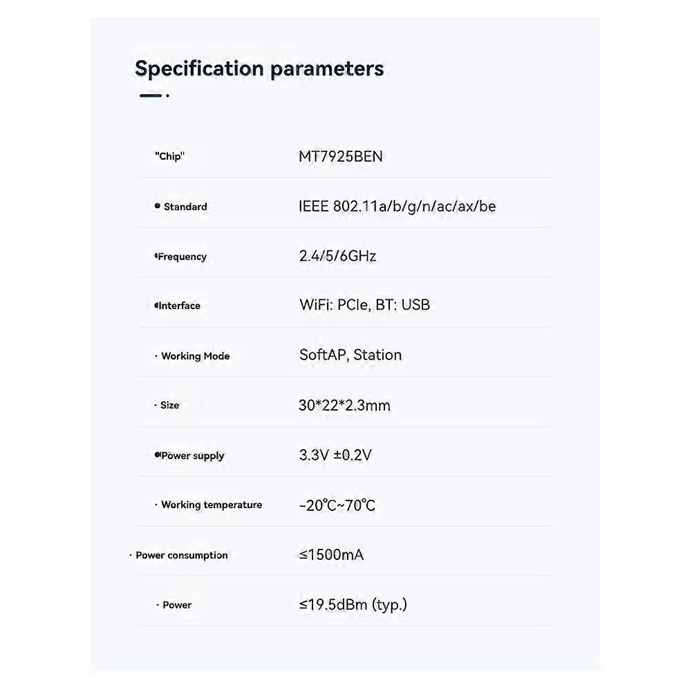 LB-LINK MT7925BEN WiFi 7 Network Card 3000Mbps Bluetooth 5.4 Tri Band 2 ...