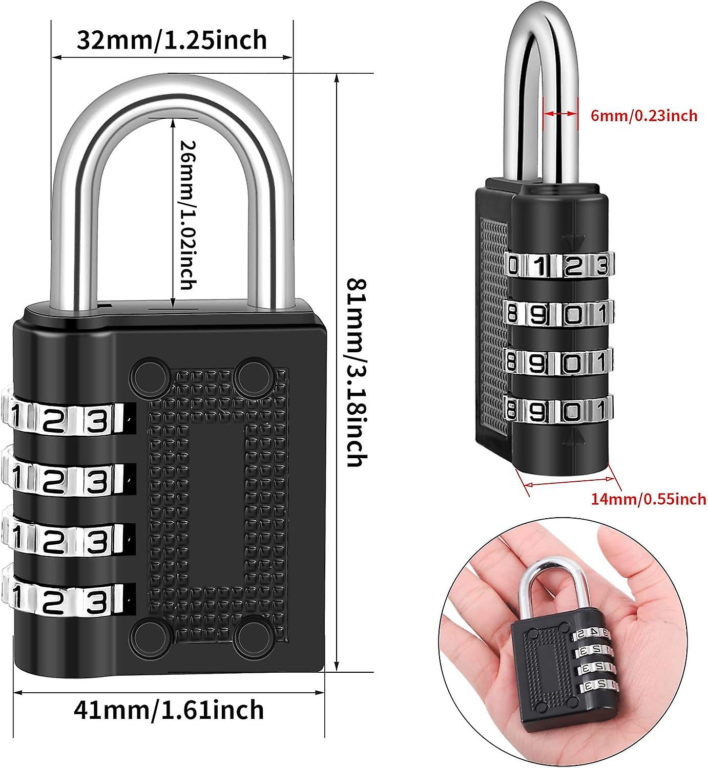 Pack of 2 4-Digit Code Padlock, Zinc Alloy Combination Padlock Code ...