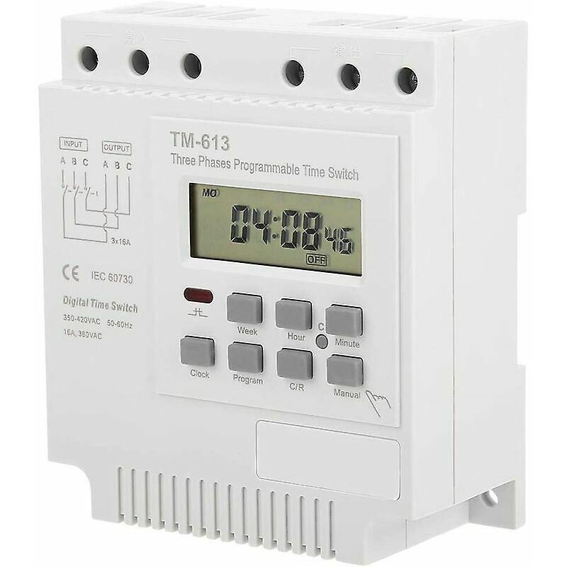TM163 Programmable Time Relay 380V/5060Hz 16A Weekly Relay Power Timer Switch Three Phase Timer ...