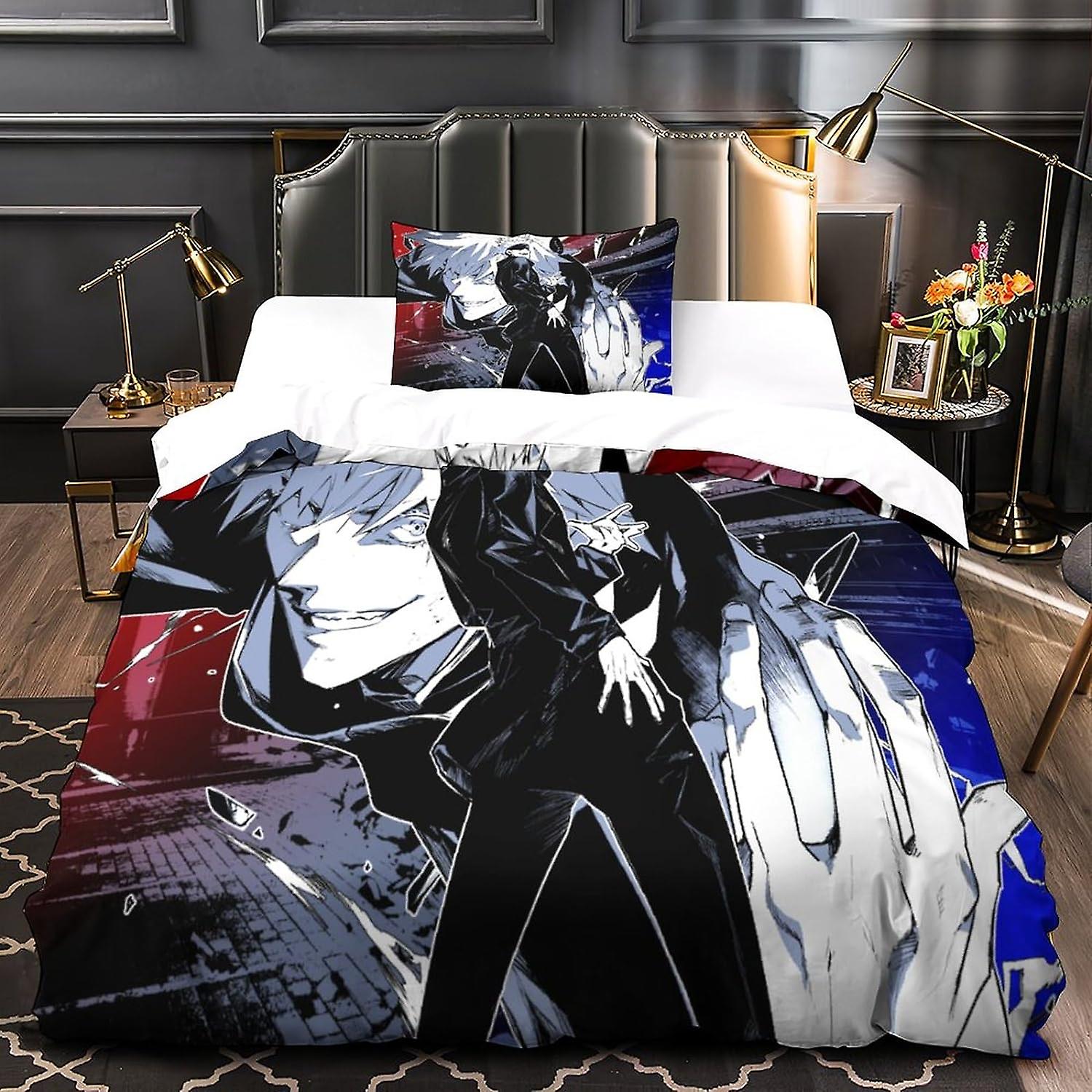 Anime Satoru Gojo Bedding Set 3D Jujutsu Kaisen Duvet Cover Set, Soft ...