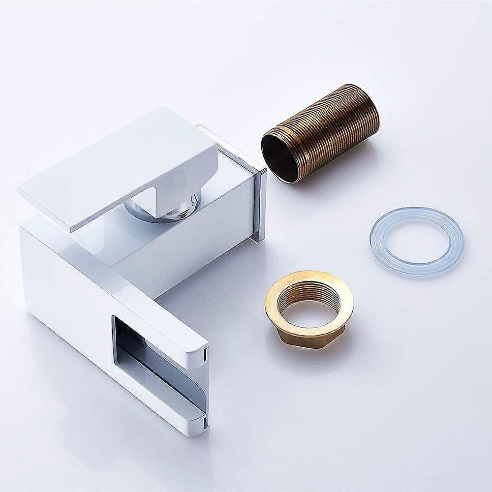 Waterfall LED Bathroom Faucet Black Waterfall Hot Cold Countertop Sink ...