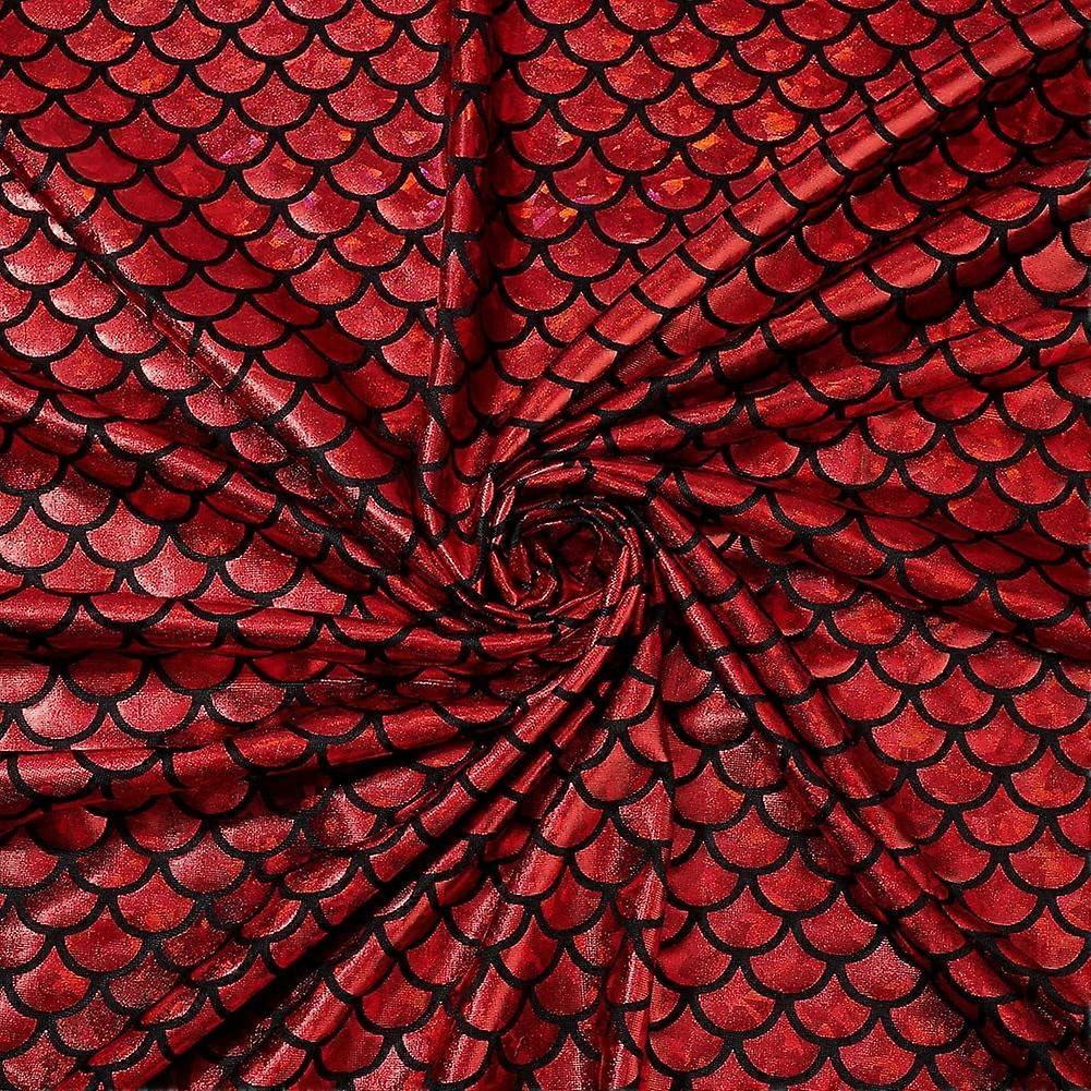 Mermaid Scales Fabric Iridescence Red Color Sparkly Hologram Spandex ...