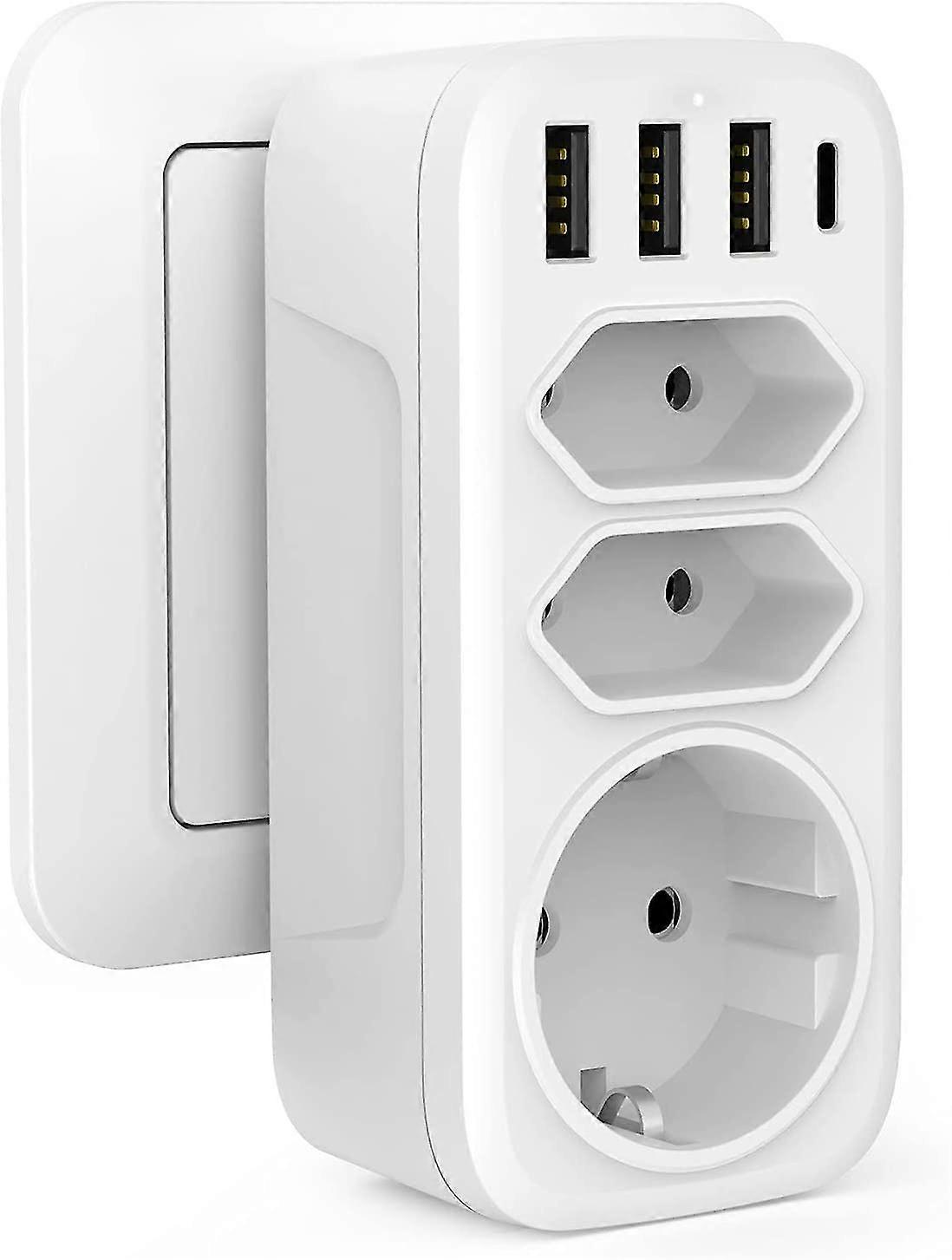 Socket Adapter, Usb Socket 7 In 1 Multiple Socket With 2 Euro Sockets 1 ...