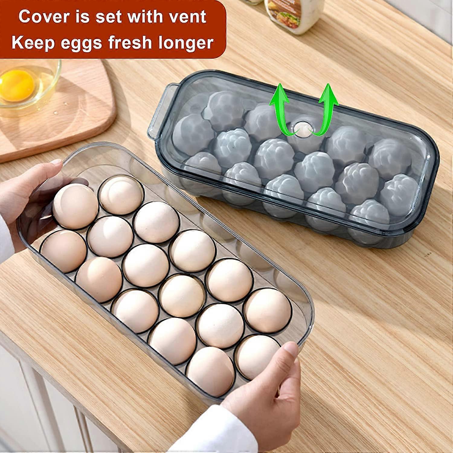 Egg container for refrigerator, egg box for 16 eggs, stackable plastic ...