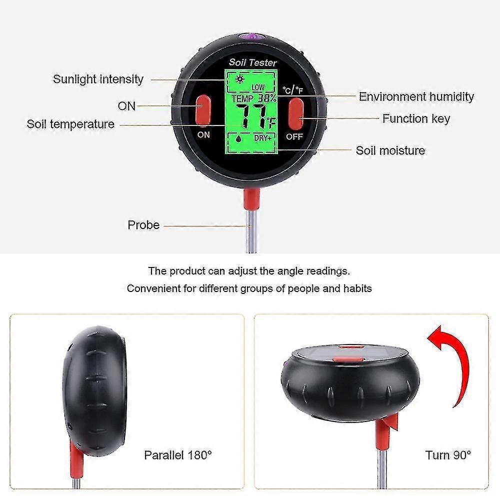 5in1 Digital Soil Ph Meter Moisture Meter Ph Levels Temperature ...