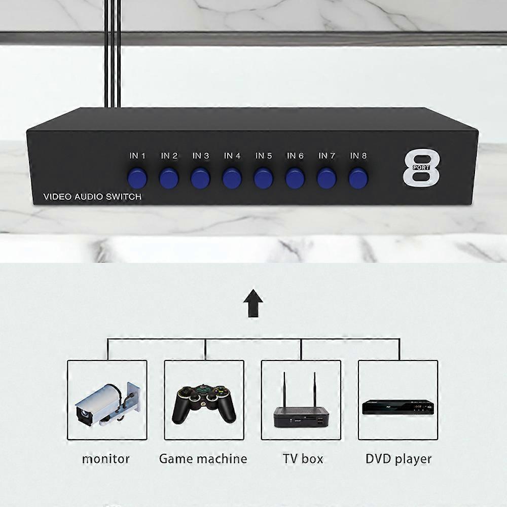 8 Port RCA Composite Audio Video AV 8-Way Switch Selector Switcher ...