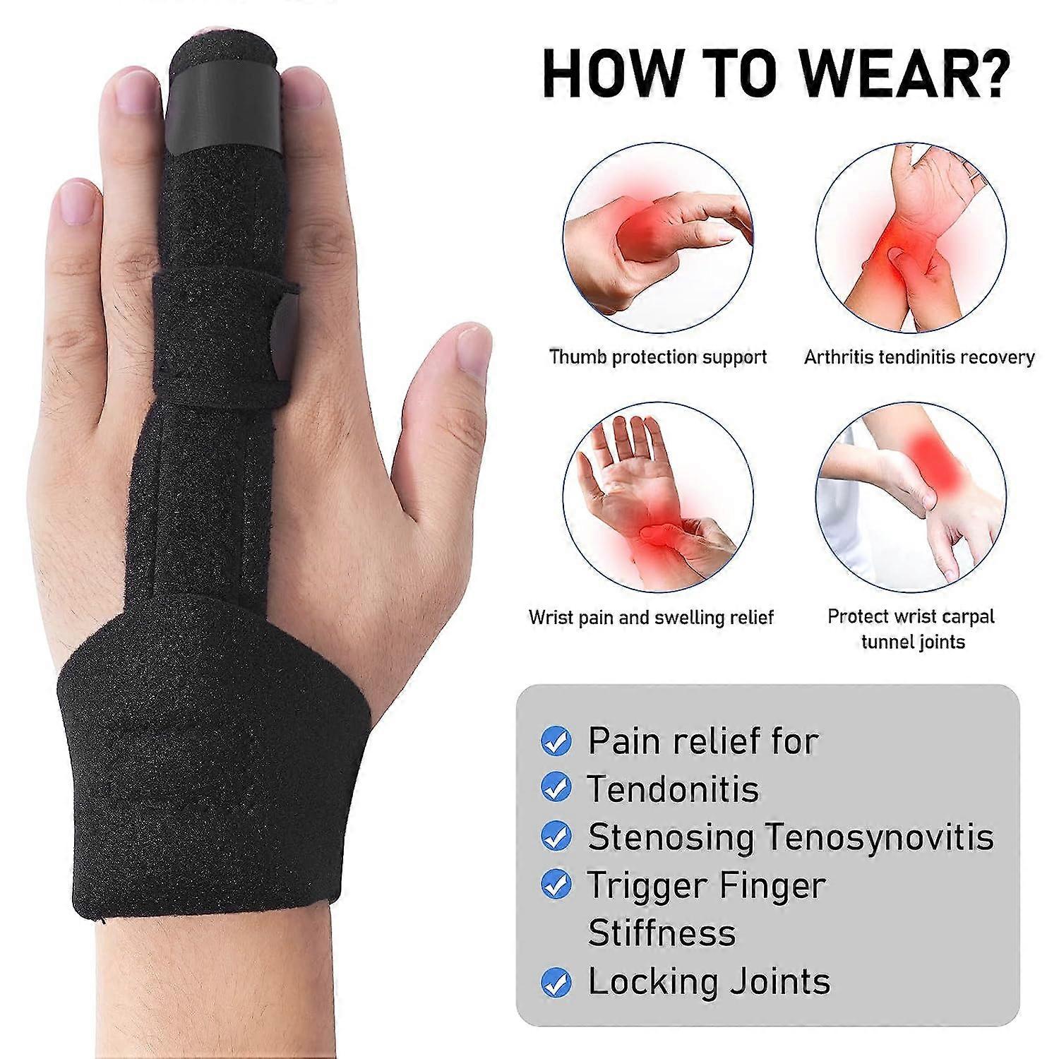 Full Trigger Finger Splint - Hand and Wrist Brace Support - Adjustable ...