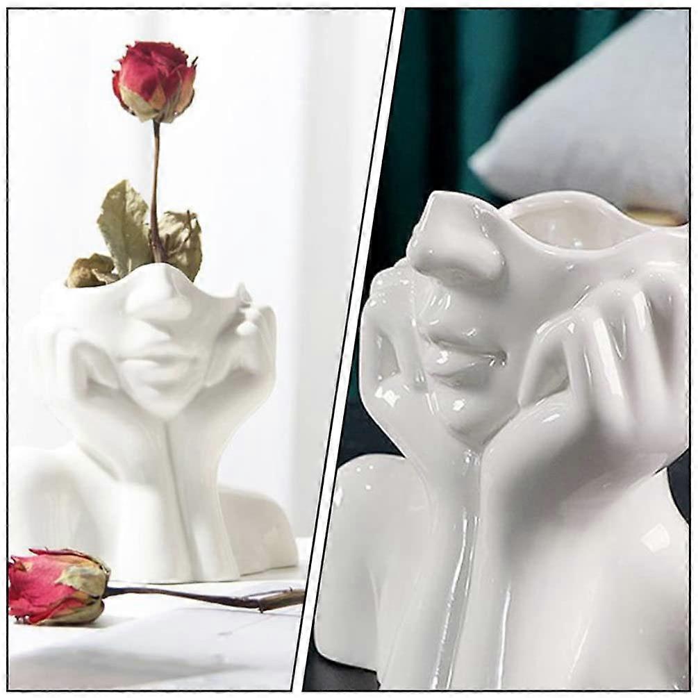 Ceramic Face Vase Artistic Head Vase Women Face Planter Human Body ...