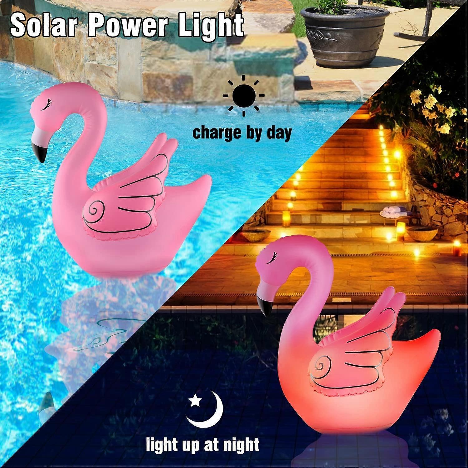 1PCS Floating Solar Flamingo Pool Lights, 16 Colors Outdoor Inflatable ...