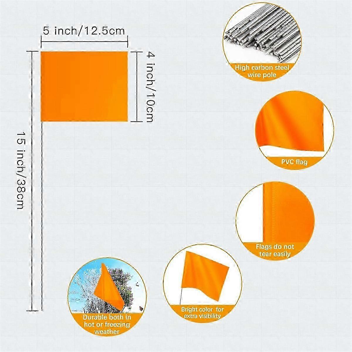 50Pack Marking Flags, Orange Yard Flags 15x4x5Inch, Marker Flags, Lawn Flags Markers, Irrigation ...