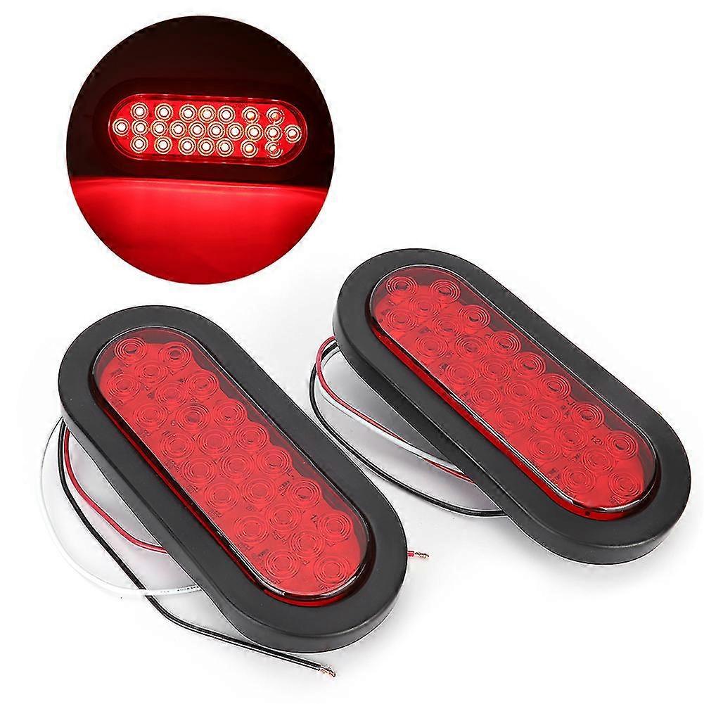 2pcs 12V Trailer Taillight 24LED Oval Red Rear Light Lamp 6000K High ...