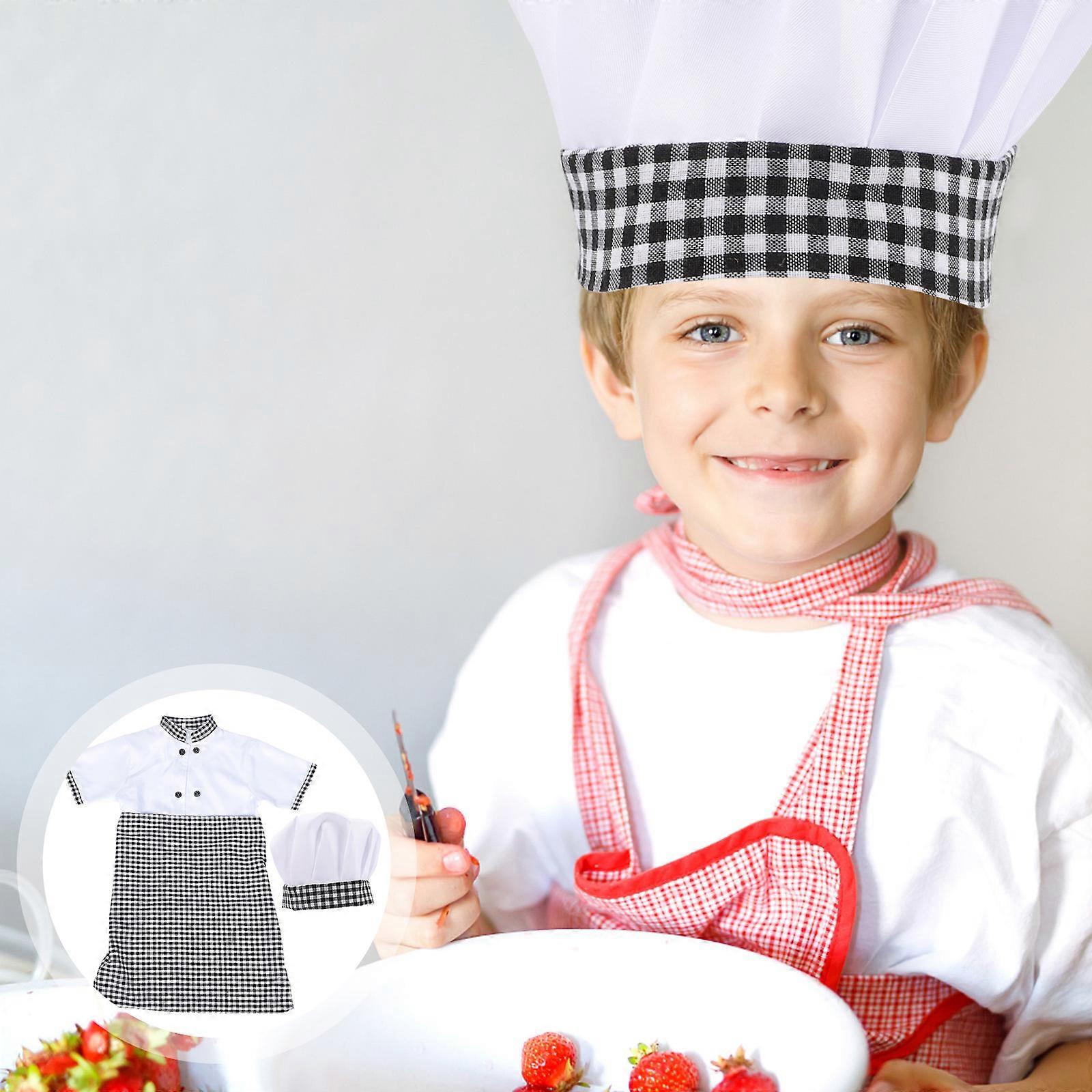 1 Set Unisex Kids Chef Cosplay Uniform Outfit Short Sleeve Blouse with ...
