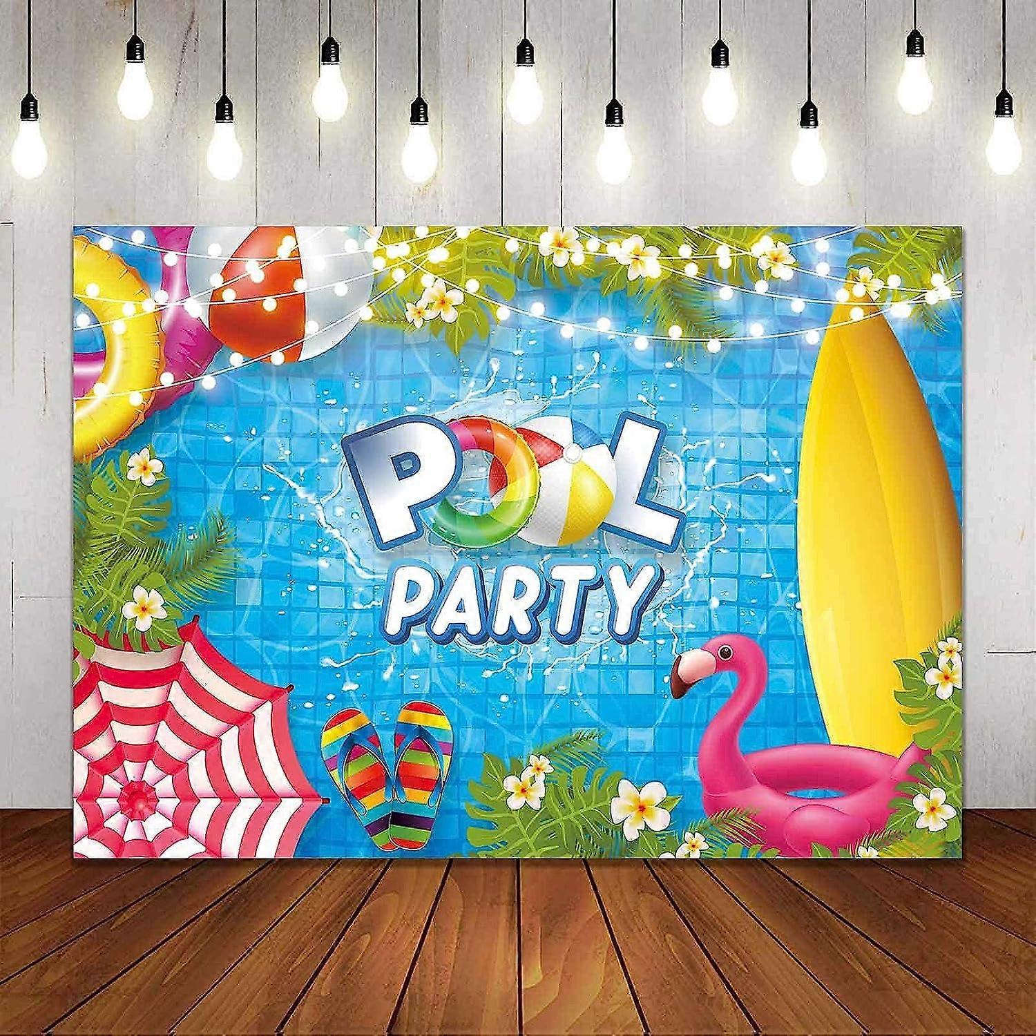 7x5ft Pool Party Backdrop Summer Beach Ball Tropical Palm Flower Baby ...