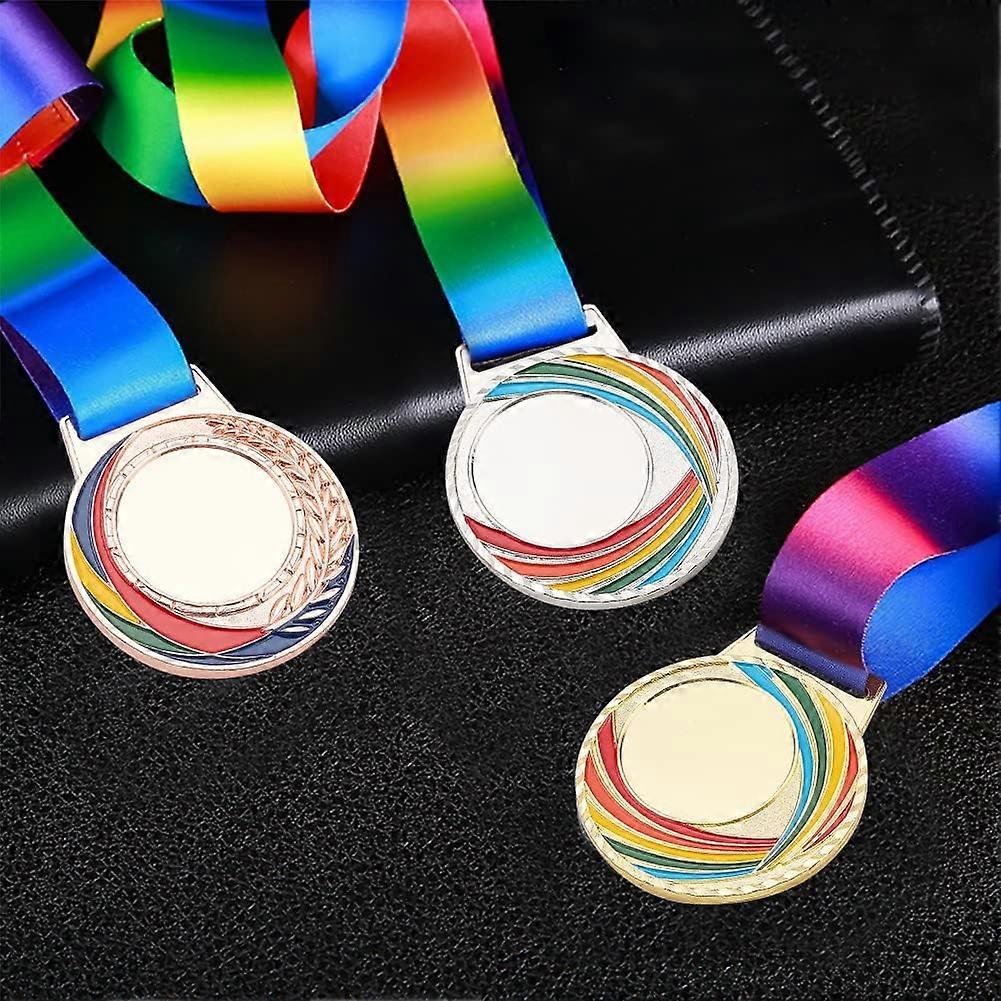 3PCS Blank Award Medals Gold Silver Bronze Medals Group with Neck ...