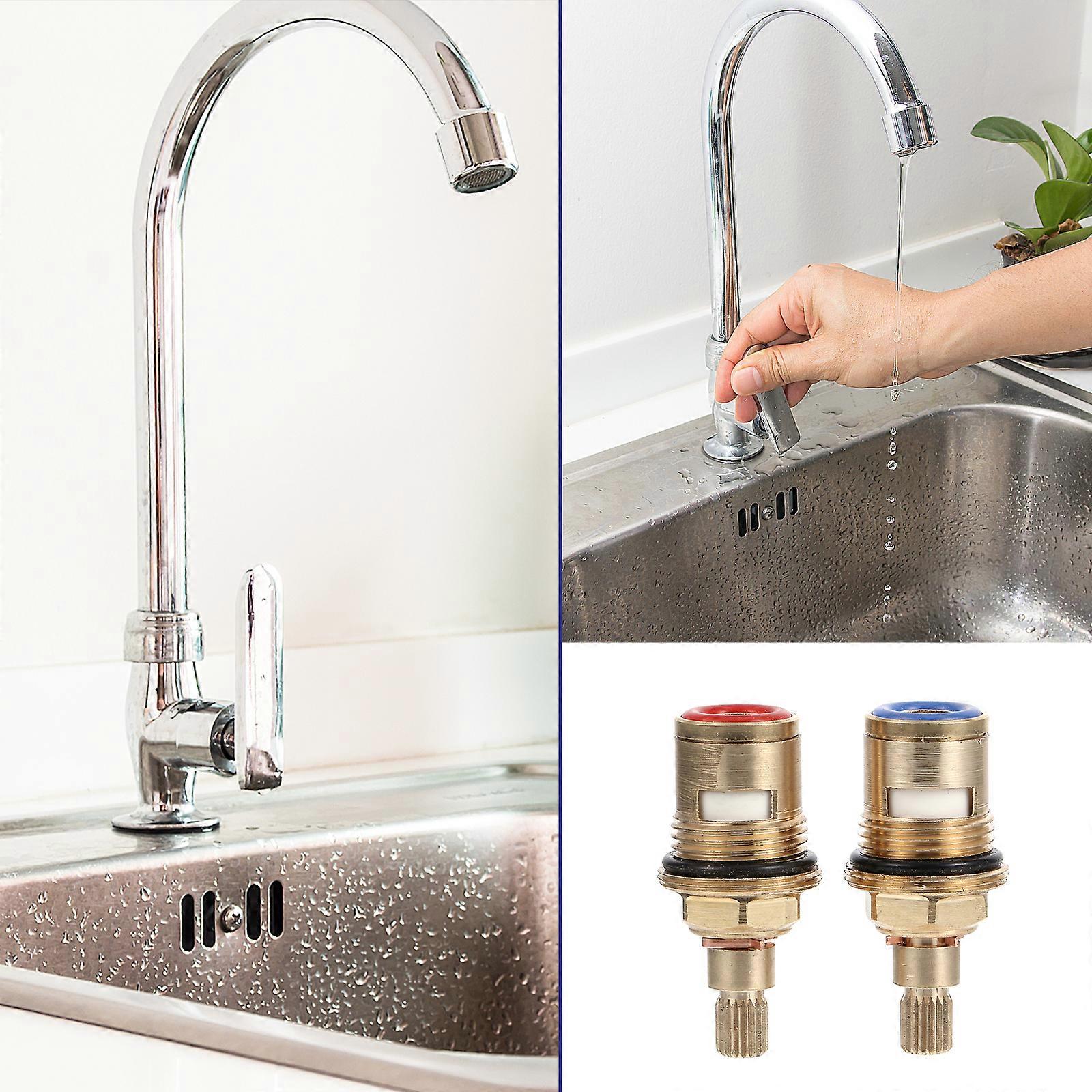 2pcs Copper Replacement Tap Valves Brass Ceramic Disc Insert Gland ...