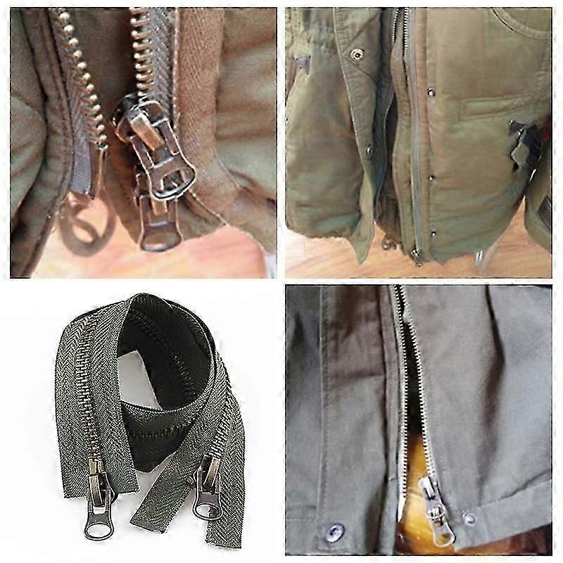 1PC Two-Way Double Slider Long Zip Open Ended Jacket Metal Zipper DIY ...
