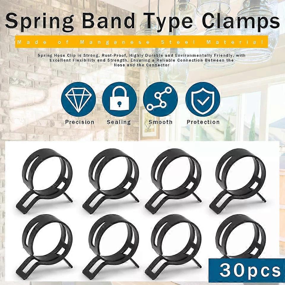 Spring Band Type Action Hose Clamps, 30Pcs 12mm/0.47" ID Black ...