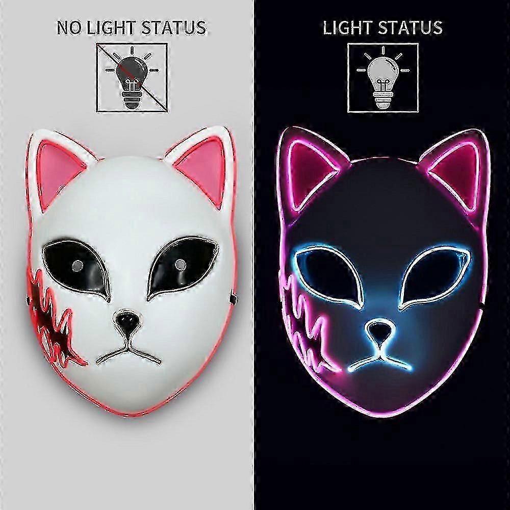 Demon Slayer Sabito Makomo Tanjiro Led Mask Cosplay Party Props Fox ...