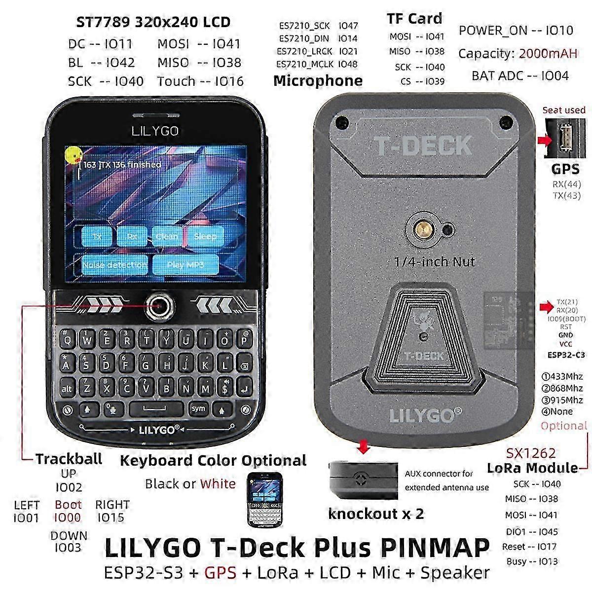 Meshtastic T- ESP32-S3 GPS LoRaWAN+LCD Module Development Board 2.4G Wi ...
