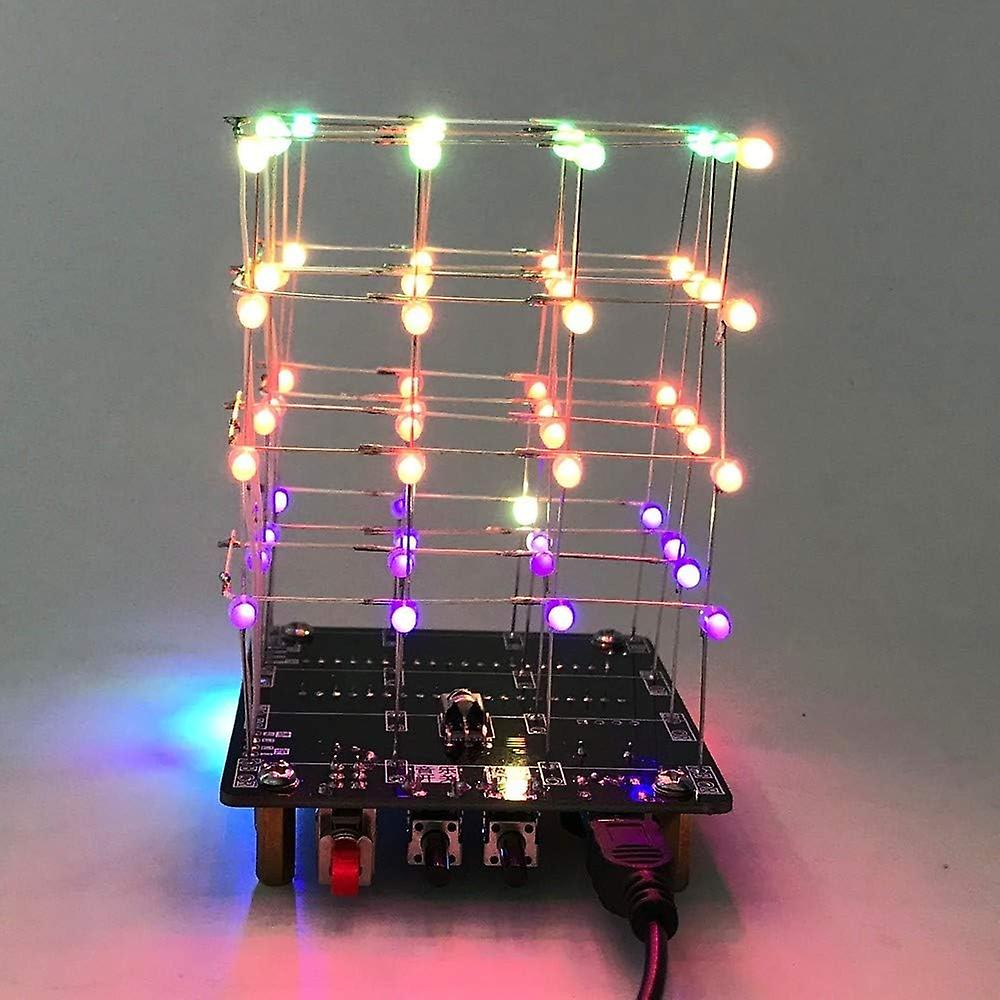 Led Electronic Diy Soldering Kit,3d 4 Rgb Led Cube Colorful Rgb Light Electronic Assemblingg Kit ...