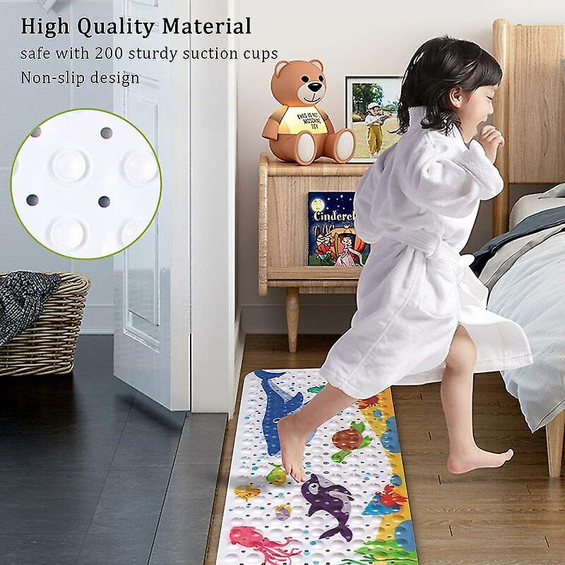 Non-Slip Bath Mat,100 x 40cm Bathtub Mat,Cartoon Baby Bath Mat,Shower ...