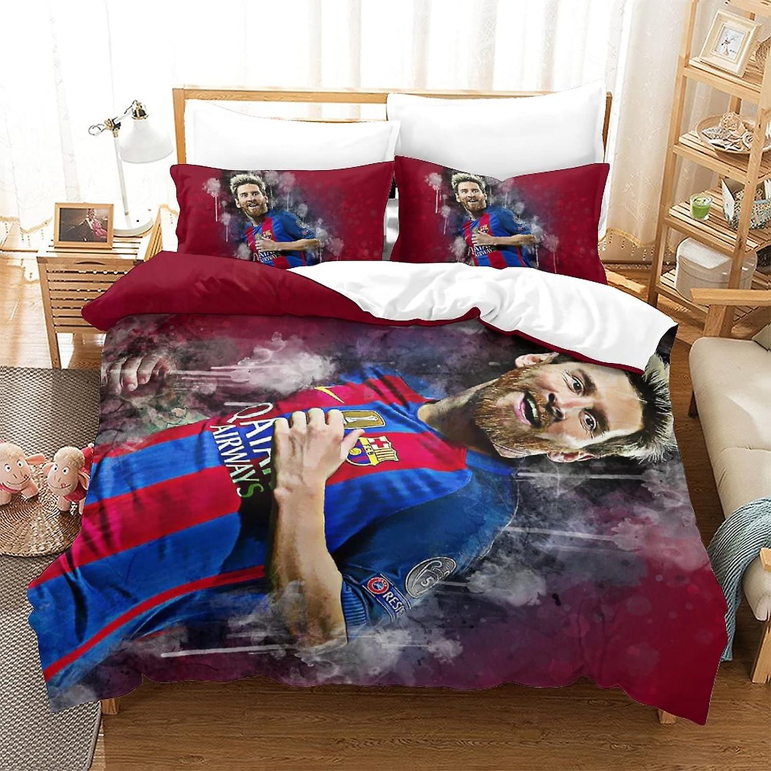 Messi Bedding Set 3D Football Superstars Duvet Cover Set, Soft 100% ...