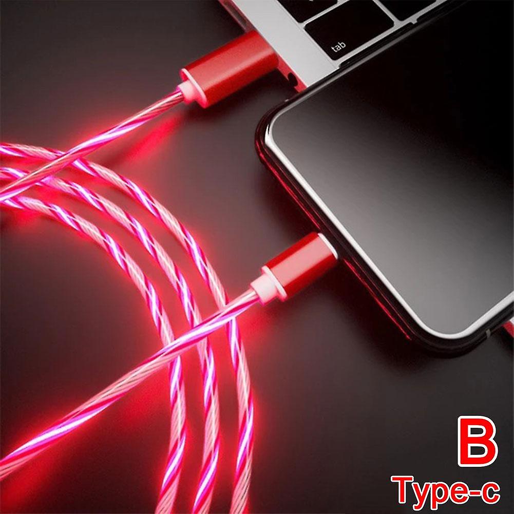 Android/TypeC Fast Charging Cable LED Luminous Glow Flowing USB Cable ...