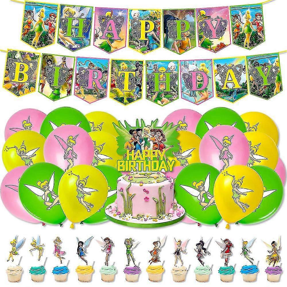 Tinker Bell Party Decor Set, Fairy Themed Birthday Party Supplies ...