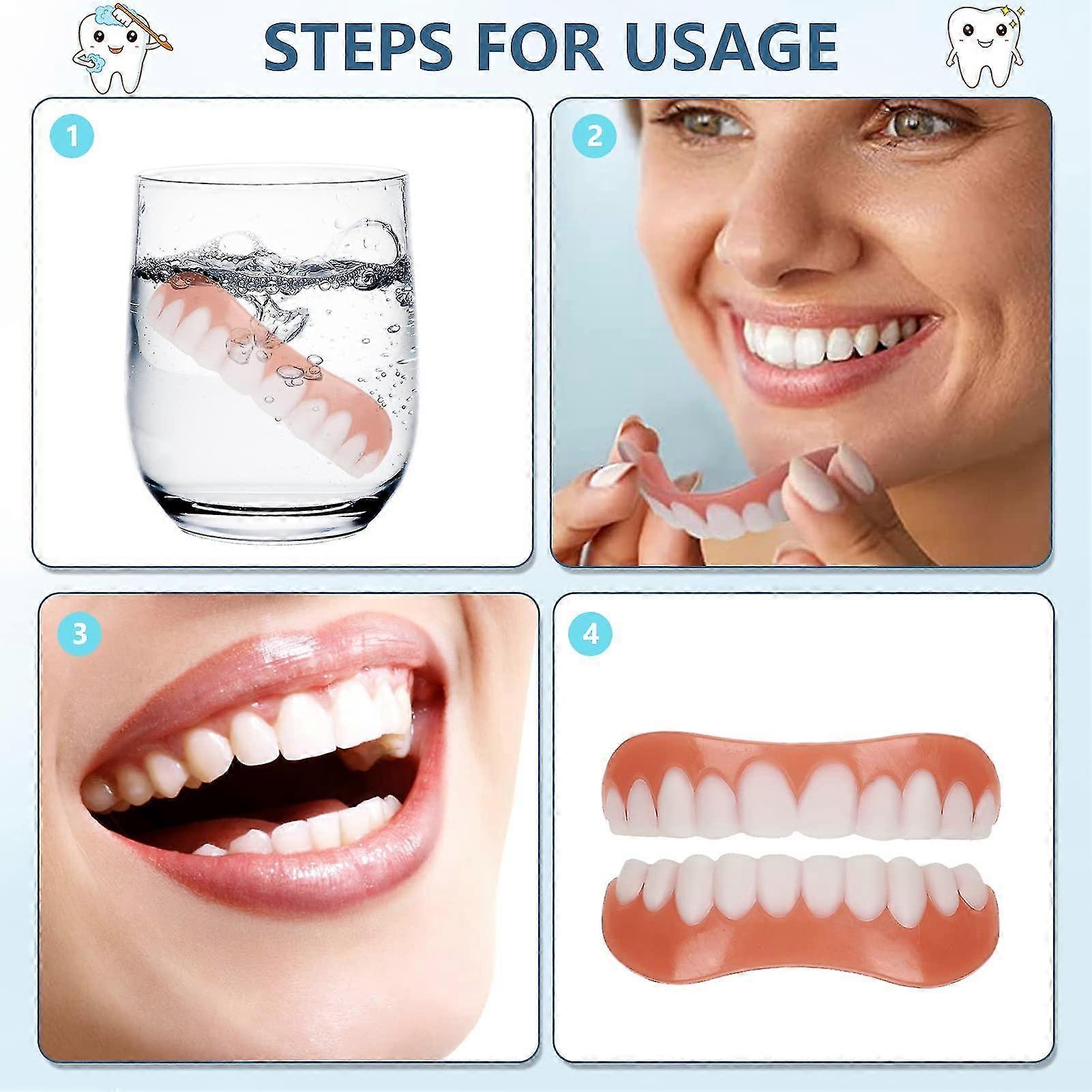 2 Pairs False Teeth Veneers, Veneers Teeth Cosmetic Tooth Cover Fake ...
