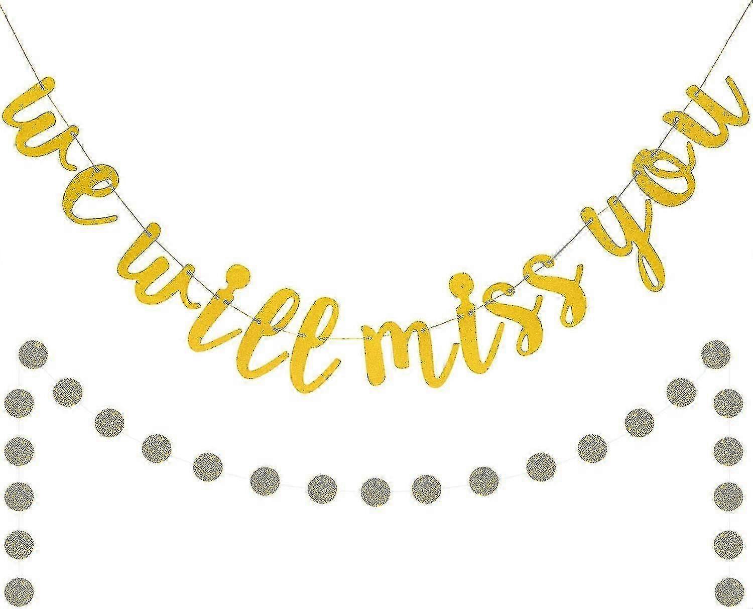 We Will Miss You Banner Gold Glitter Retirement Party Farewell Banner Retirement Sign Going Away ...