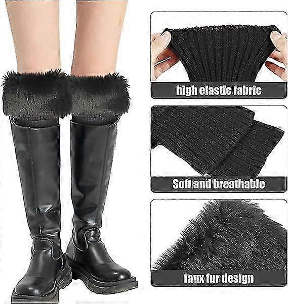 Fluffy Leg Warmers, 20cm Furry Wrist Faux Fur Trim Cuffs Fuzzy Knitted ...