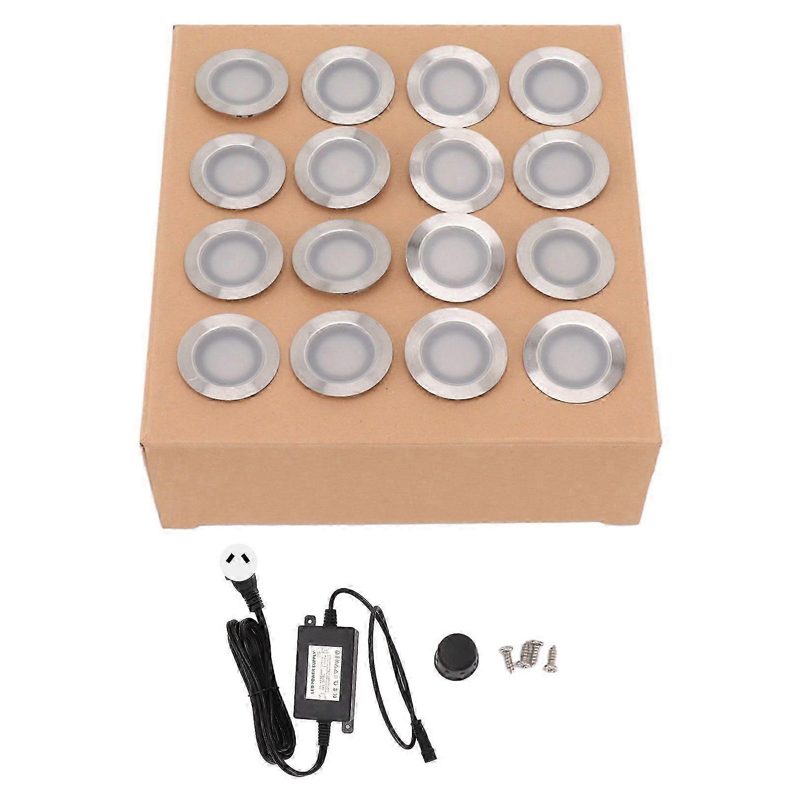 16-Piece LED Deck Lighting Kit 10W, 2800-3200K Warm White, IP67 Waterproof Recessed Deck Lights ...