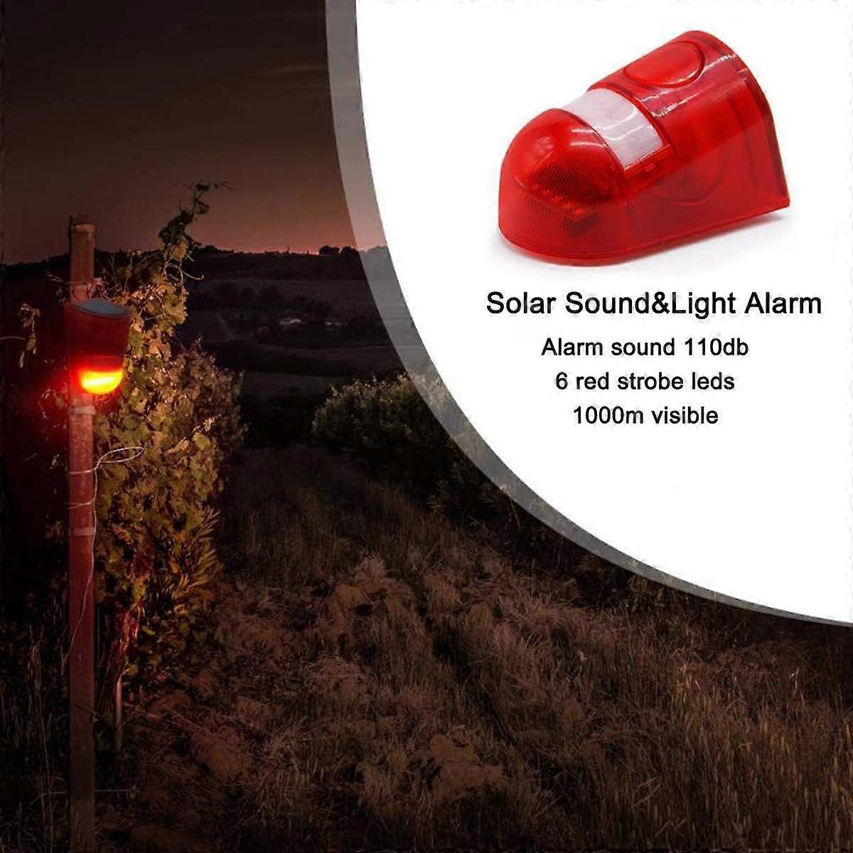 Solar Sound & Light Alarm Motion Sensor 110 Decibels Siren Sound Alert ...