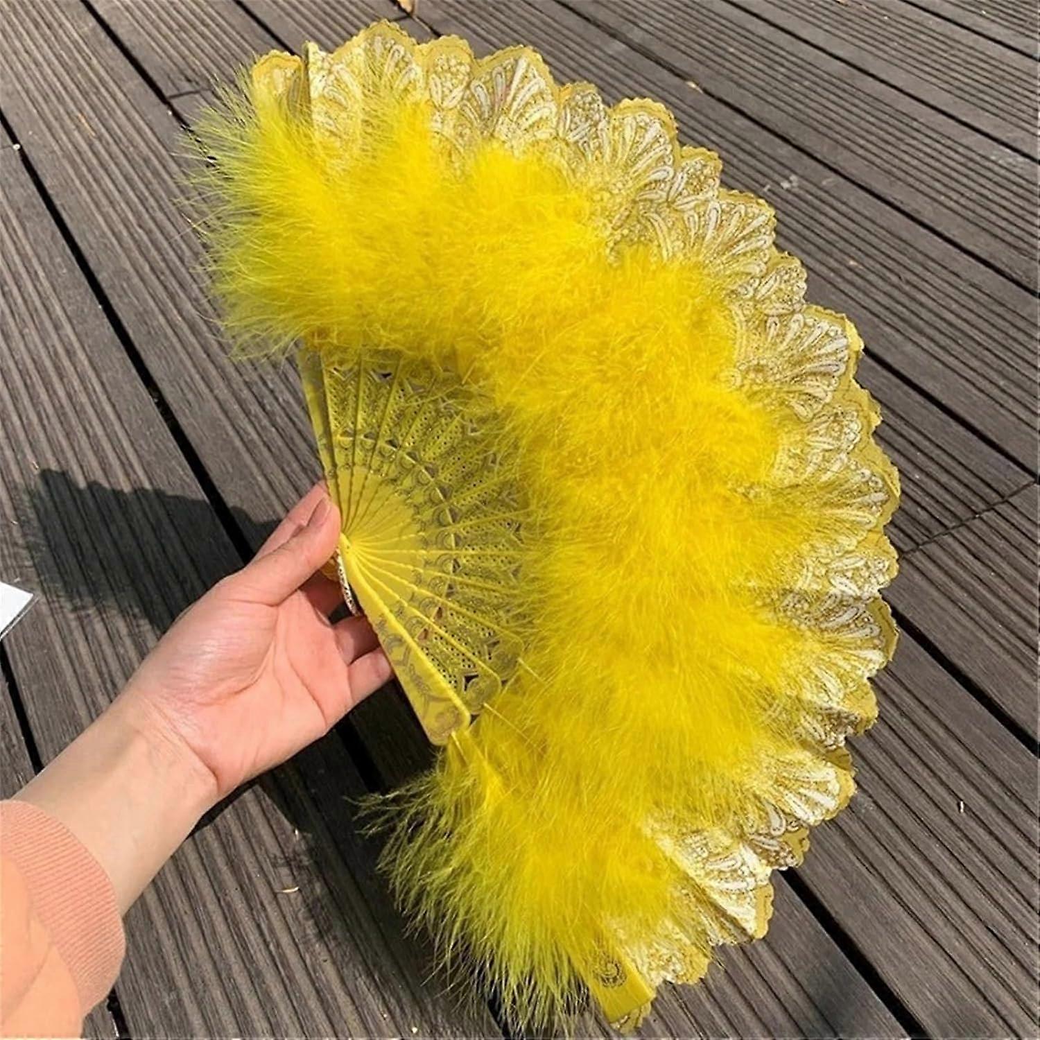 Folding Fan 10 Color Velvet Feather Fan Dance Prop Hand Held Fans ...