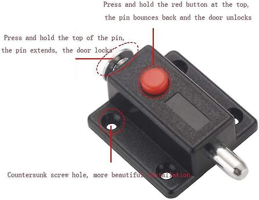 Set Of 4 Automatic Spring Loaded Door Latches With Black Spring Knob ...