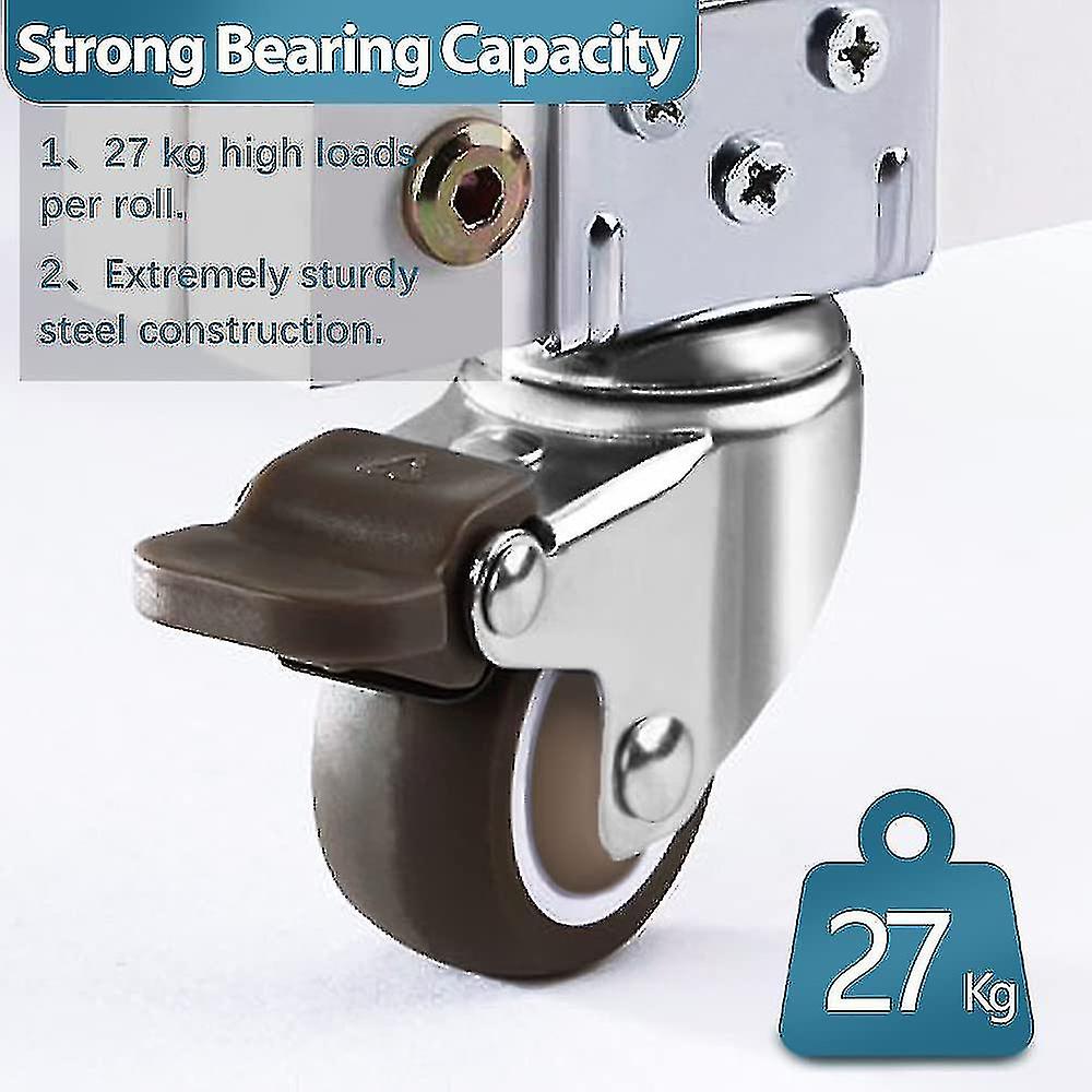 Heavy-duty Furniture Castors With Brake, Set Of 4 Castors, Rubber ...