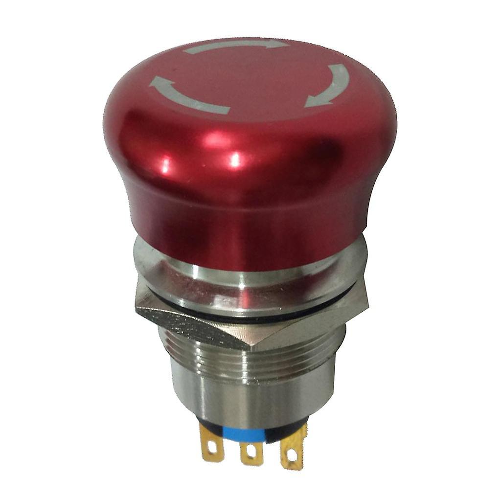 Ac 220v 5a 19mm Red Mushroom Cap Emergency Stop Push Button Switch 2no ...