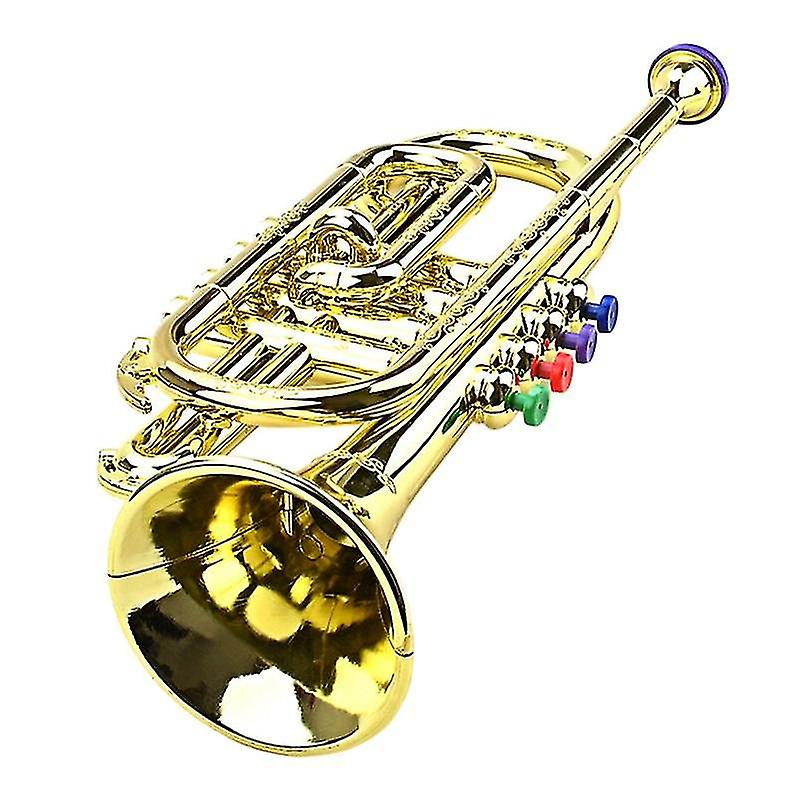 Trumpet Kids Educational Toy Wind Instruments Abs Gold Trumpet With 4 ...