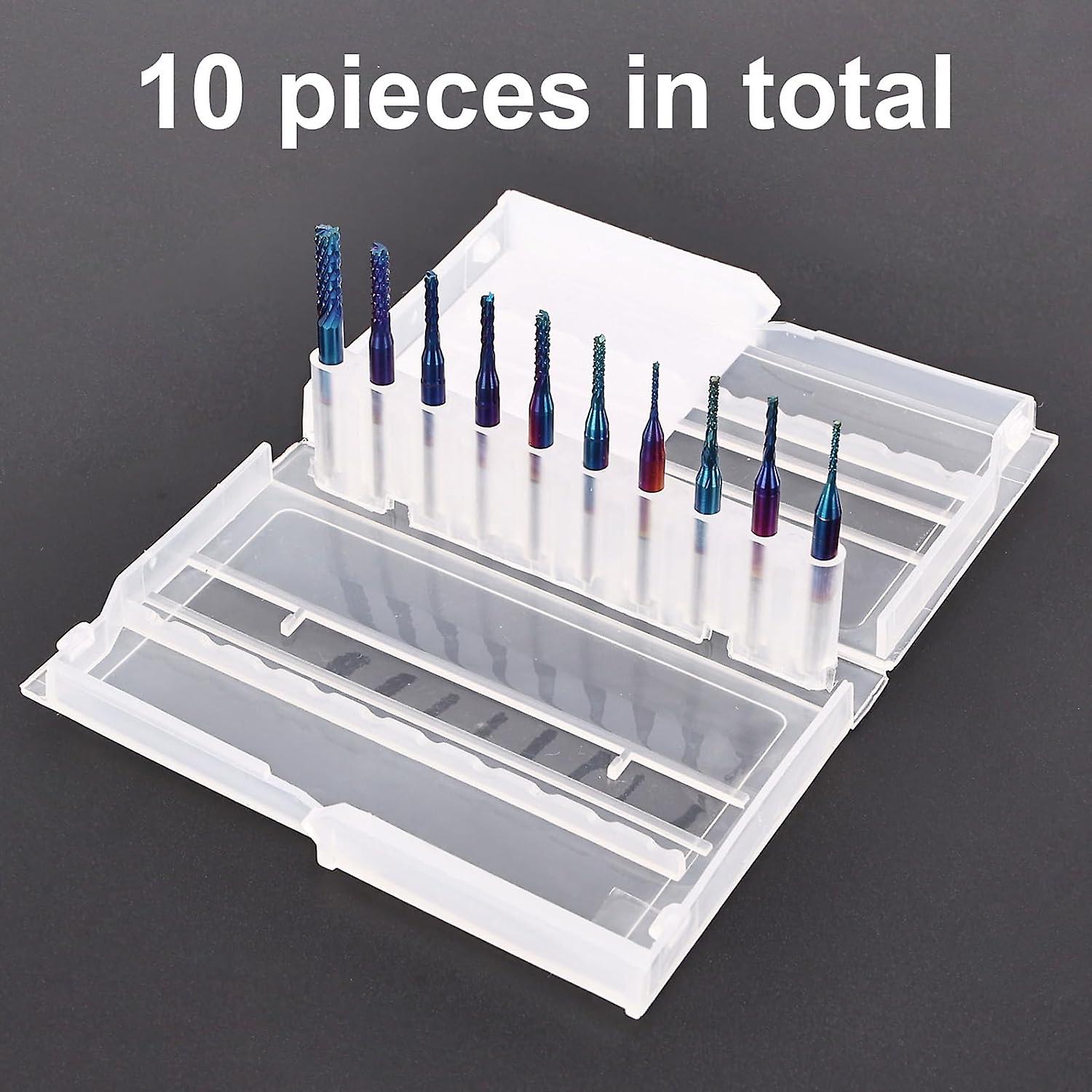 Blue Coat 10Pcs 0.8-3.0mm End Mill Router Bits for Hardwood Wood ...