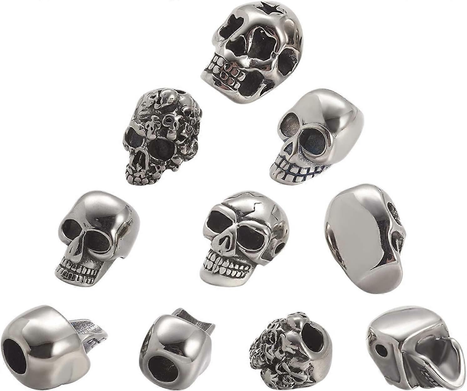 8pcs Gunmetal Skull Beads Stainless Steel Skull Head Beads Retro Skull ...